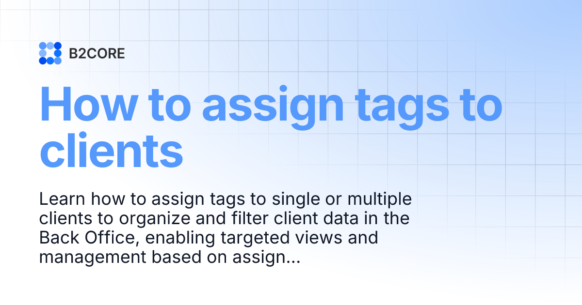 How to assign tags to clients | B2CORE docs