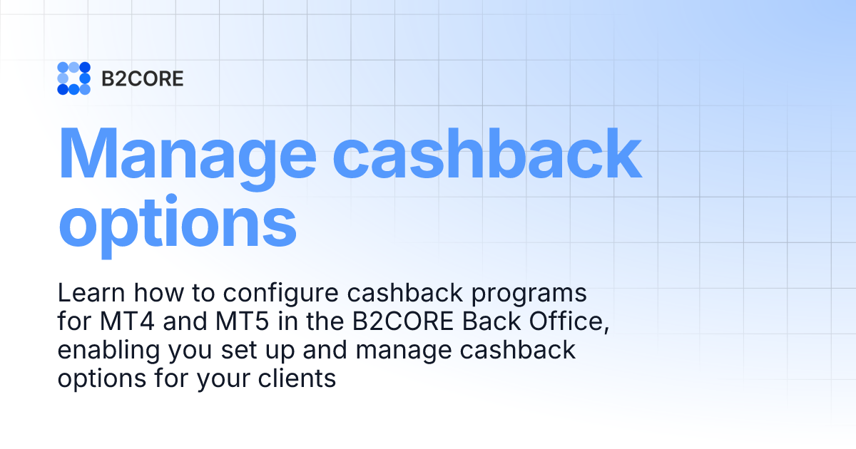 Manage cashback options | B2CORE docs
