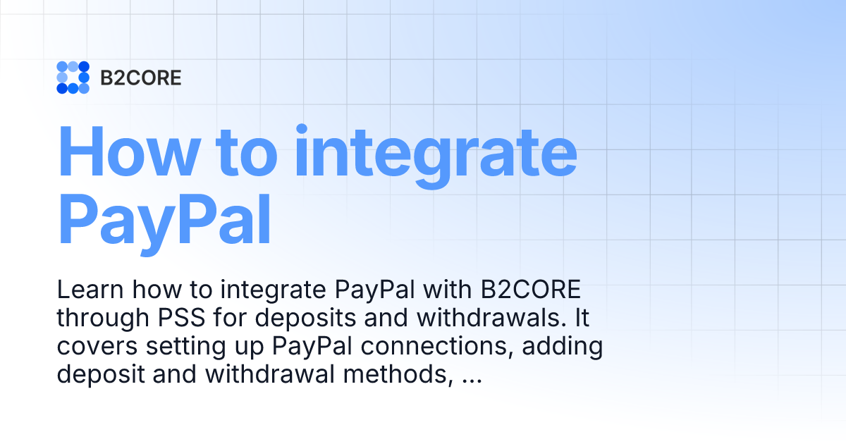 How to integrate PayPal | B2CORE docs